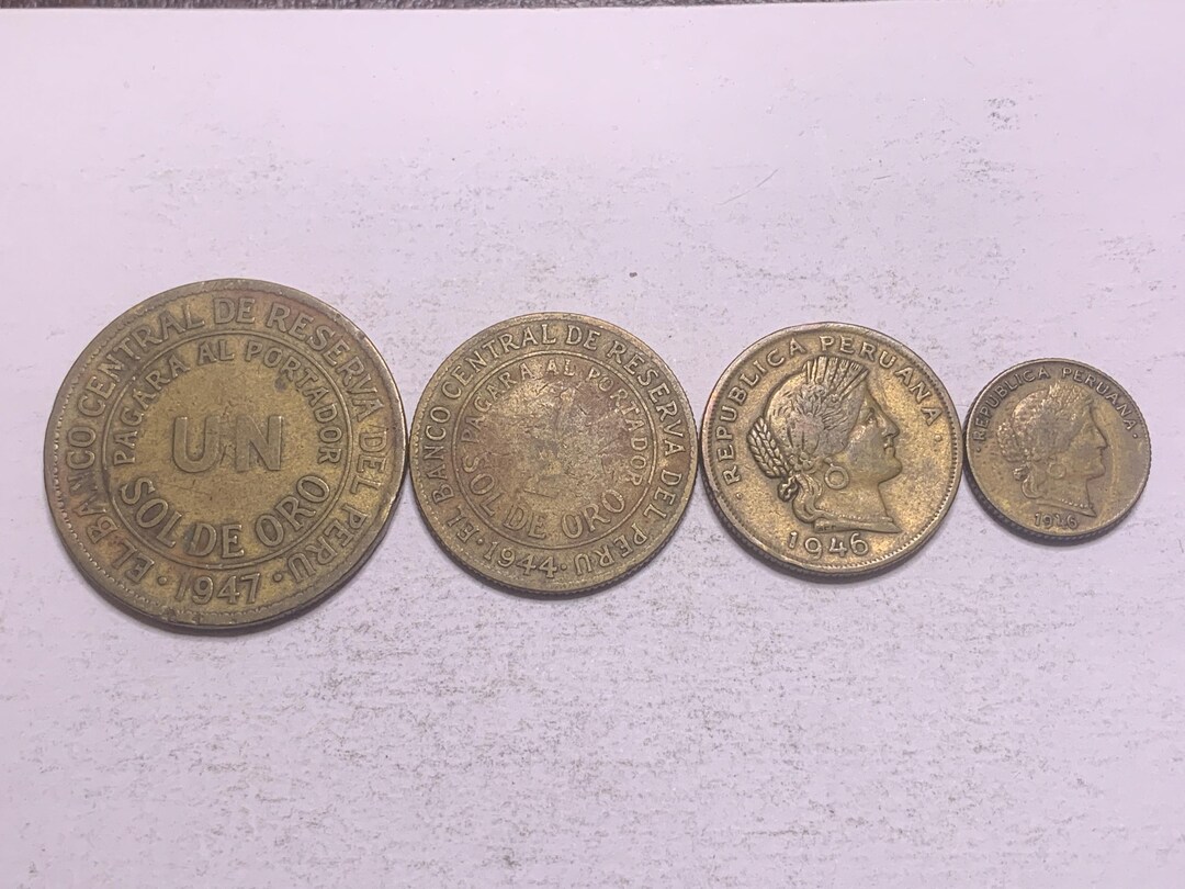 Coins From Peru Un Sol (1) 1/2 Sol (1) 20 C (1) 5 C (1) 1940s - Etsy
