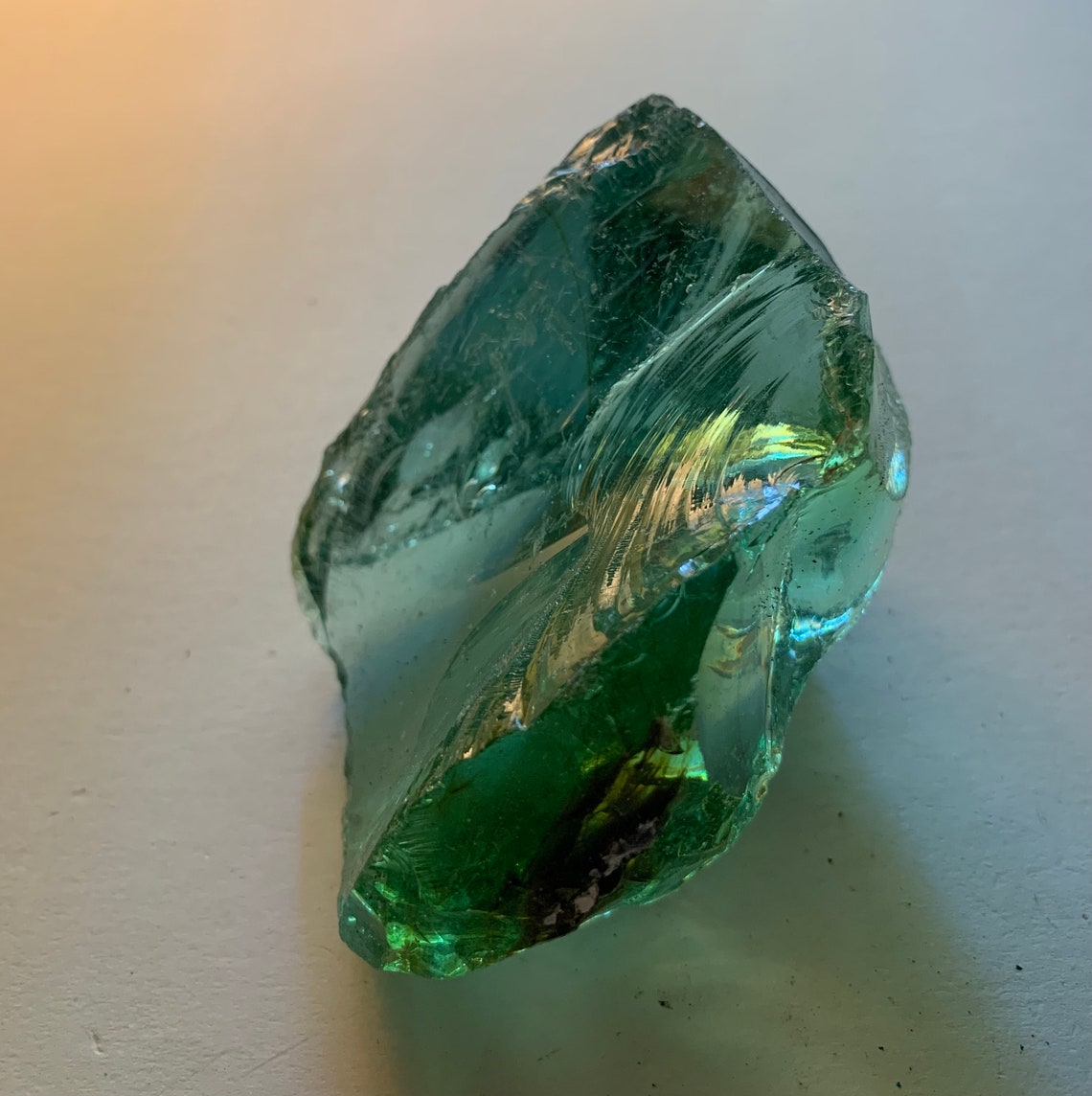 Beautiful Aquamarine Colored Cullet, Slag Glass Chunk With Amber ...