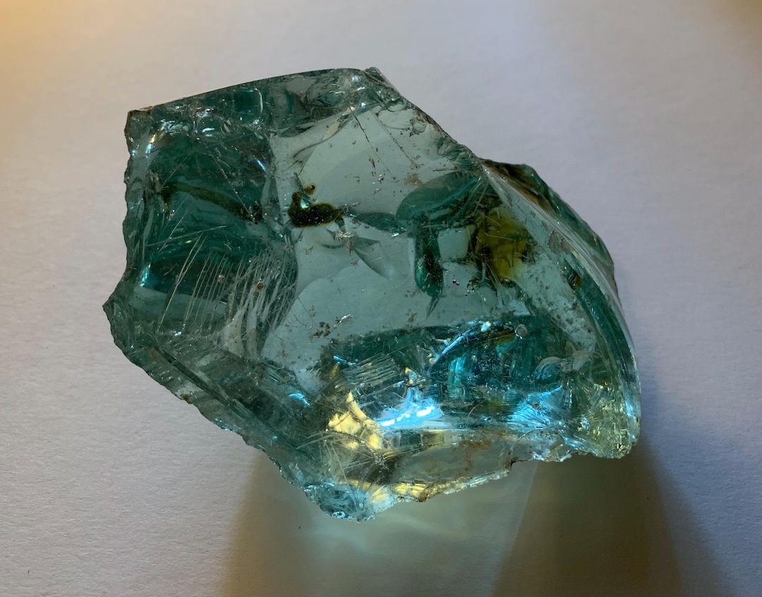 Beautiful Aquamarine Colored Cullet, Slag Glass Chunk With Amber ...