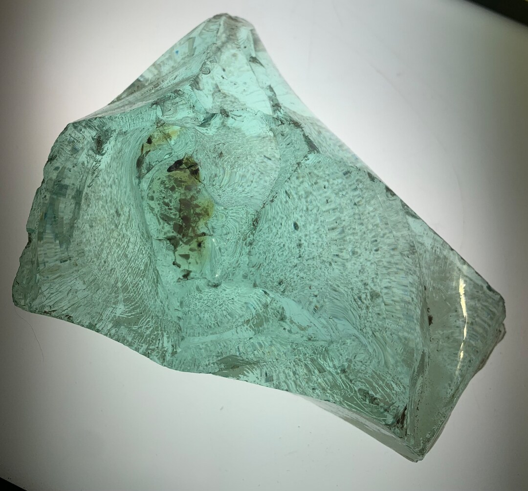 Beautiful Large, Aquamarine Colored Slag Glass Chunk With Beautiful ...