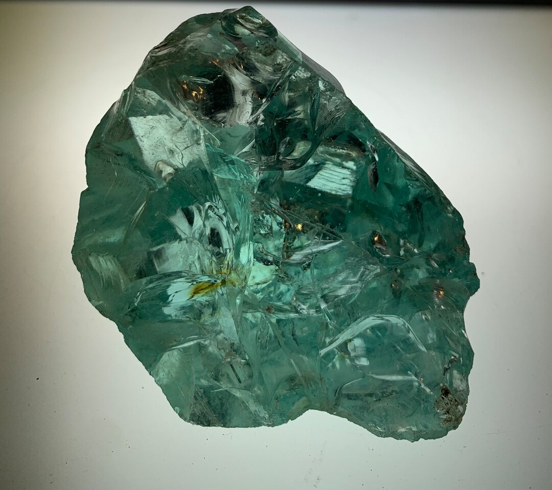 Beautiful Aquamarine Colored Slag Glass Chunk With Beautiful Amber ...