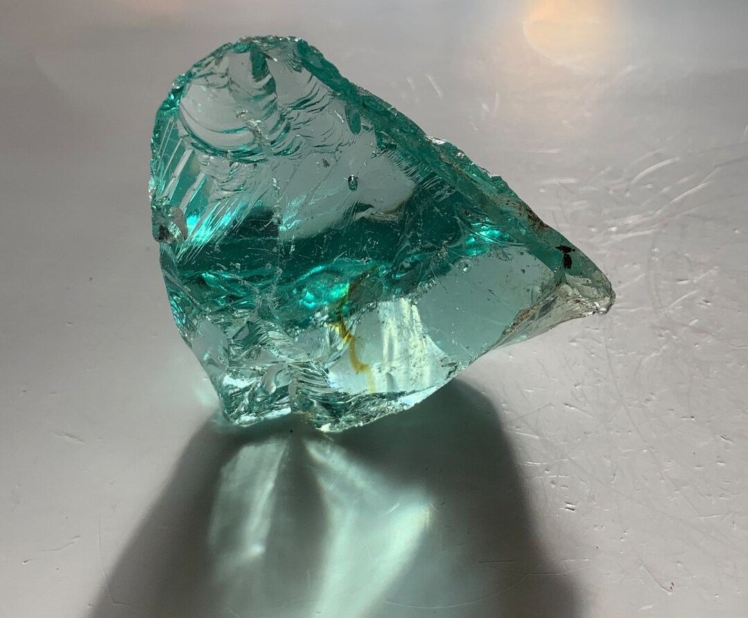 Beautiful Aquamarine Colored Cullet, Slag Glass Chunk With Amber ...