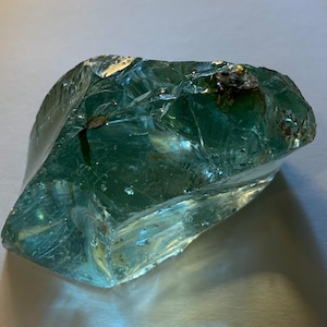 Beautiful Aquamarine Colored Cullet, Slag Glass Chunk With Amber ...