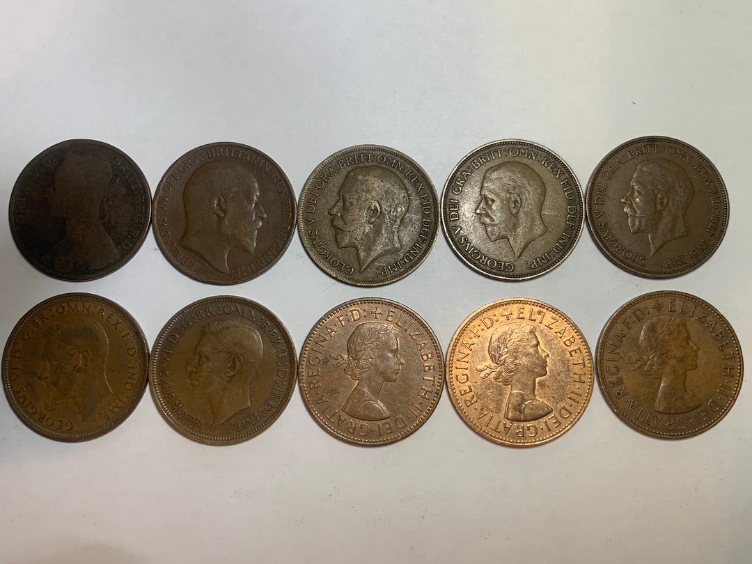 Lot of 10 British Large Pennies Victoria - Elizabeth II - Etsy