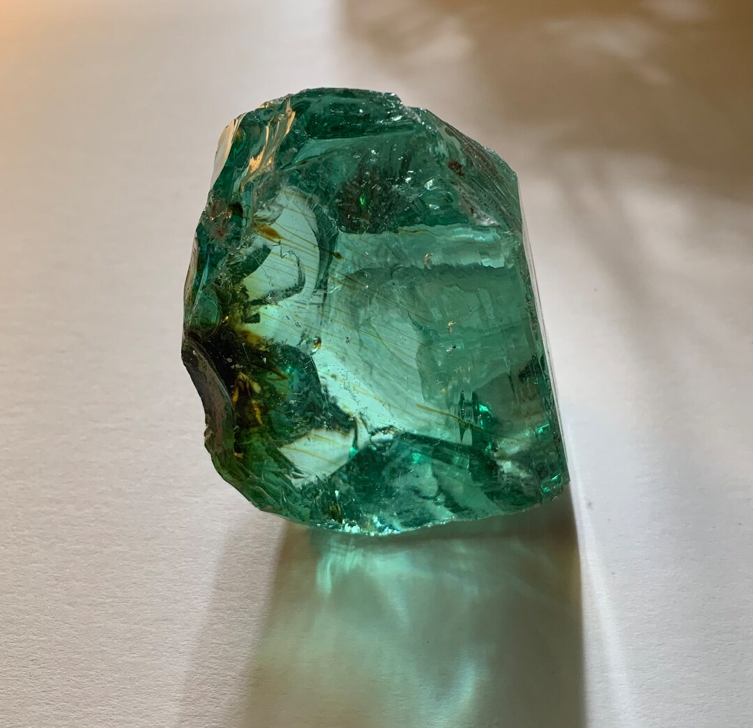 Beautiful Aquamarine Colored Cullet, Slag Glass Chunk With Amber ...