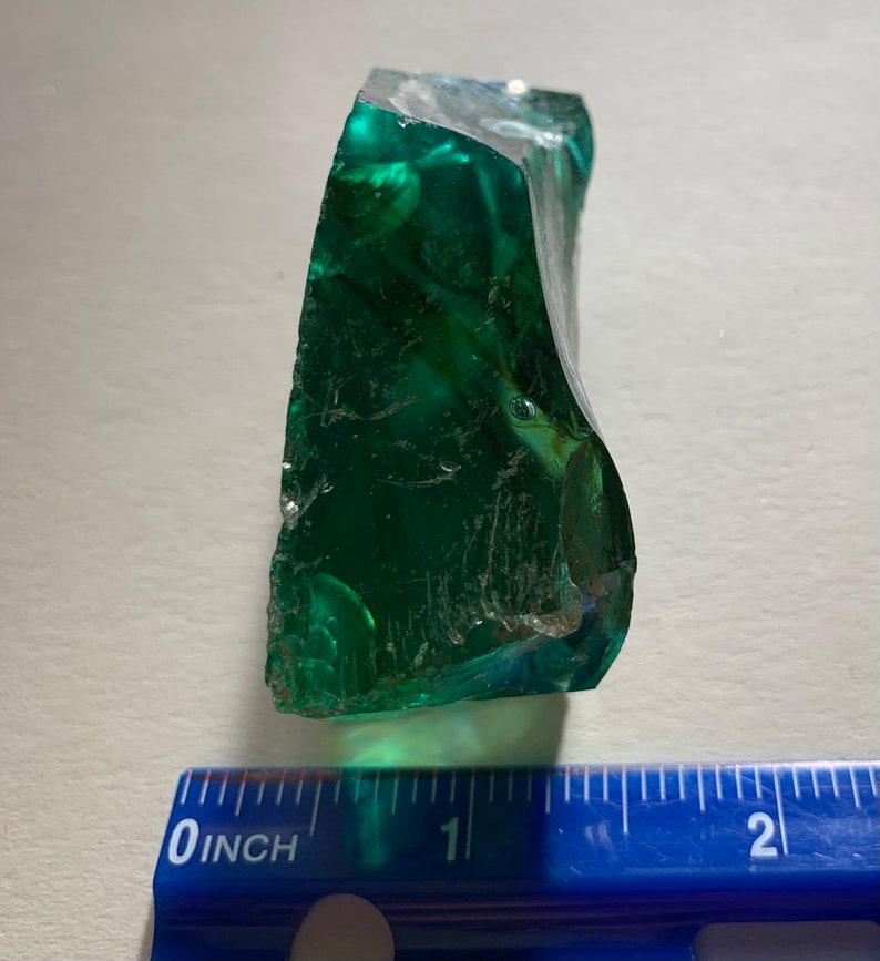 Beautiful Aquamarine Colored Cullet, Slag Glass Chunk With Amber ...