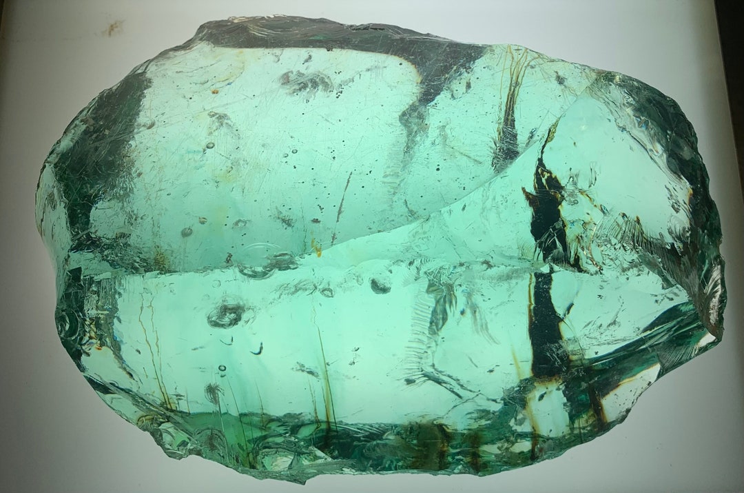 Stunning, Very Large, Aquamarine Colored Slag Glass Chunk With ...