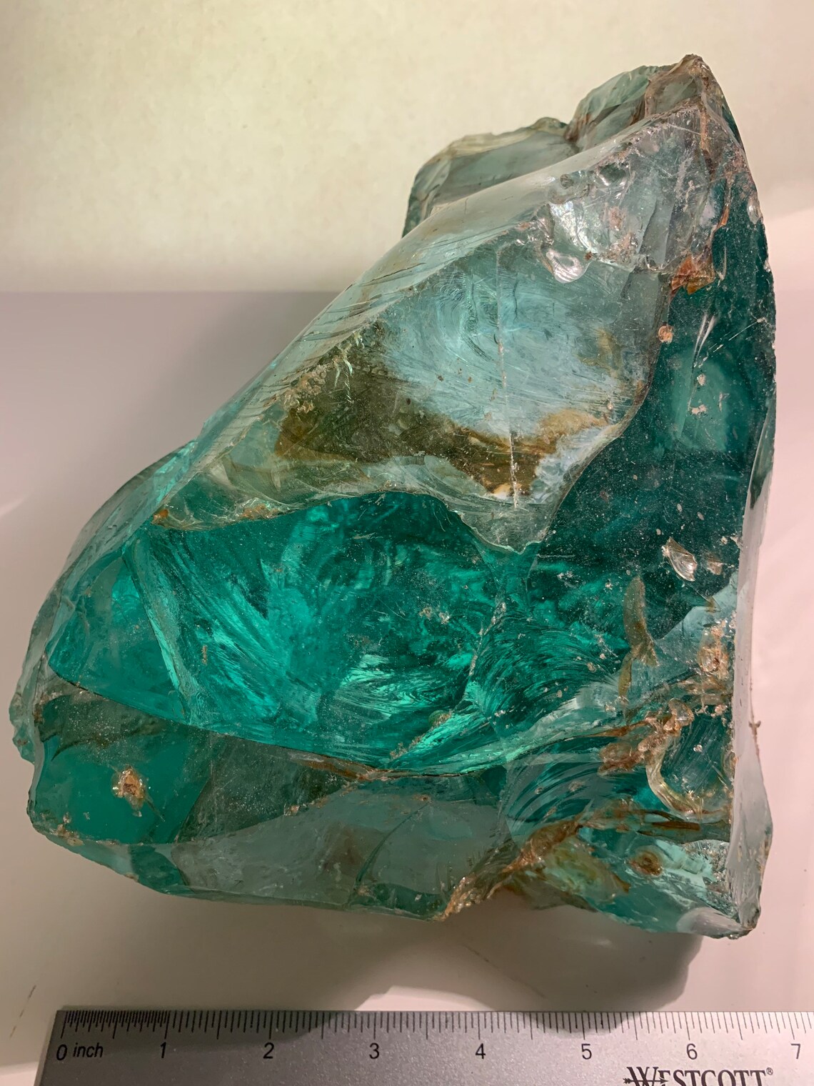 Very Large, Beautiful, Deep Blue-green Colored Cullet, Slag Glass Chunk ...