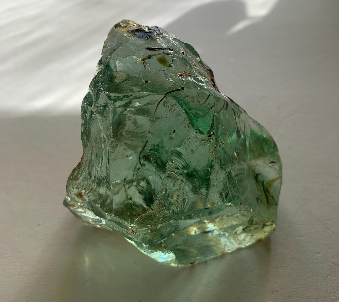 Beautiful Aquamarine Colored Cullet, Slag Glass Chunk With Amber ...