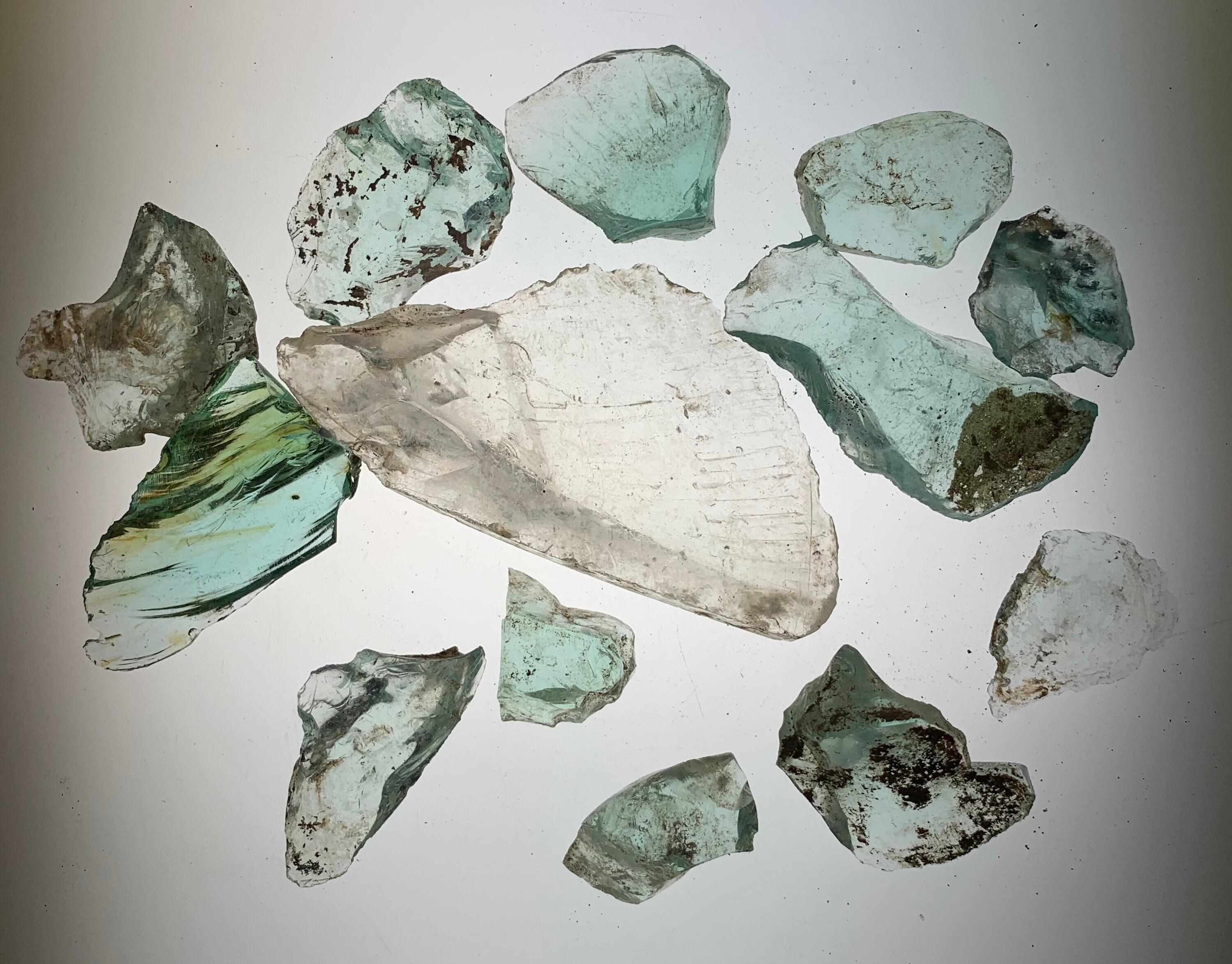 13 Beautiful Light Blue-green to Colorless Slag Glass Chunks. - Etsy