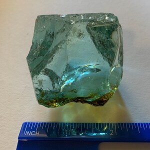 Beautiful Aquamarine Colored Cullet, Slag Glass Chunk With Amber ...