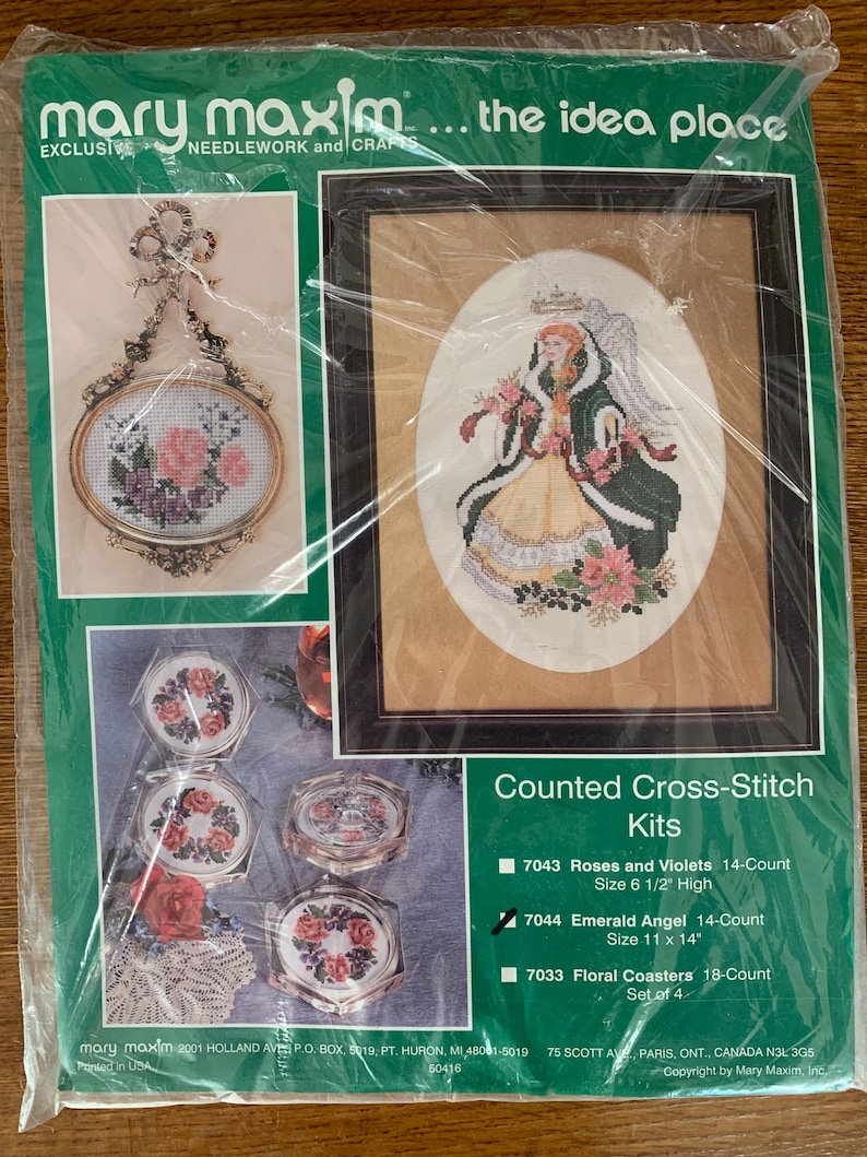 Mary Maxim Emerald Angel Counted Cross Stitch Kit 14 Count 11 X 14 ...