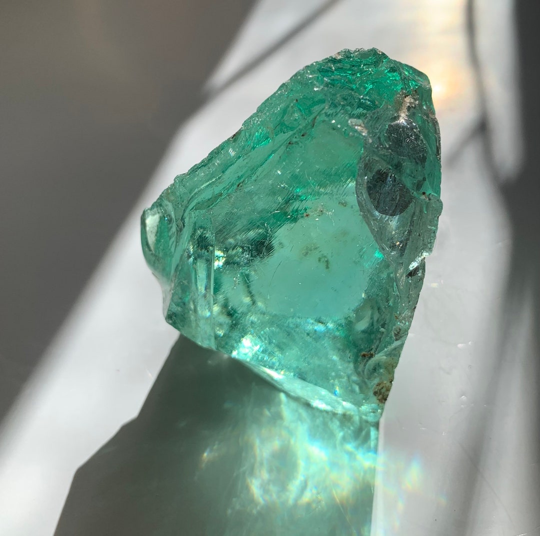 Beautiful Aquamarine Colored Cullet, Slag Glass Chunk With Inclusions ...