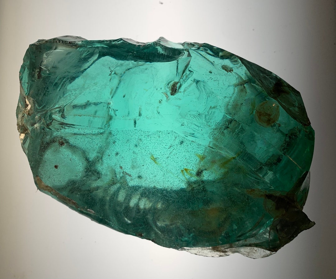 Large, Beautiful, Deep Blue-green Colored Cullet, Slag Glass Chunk With ...