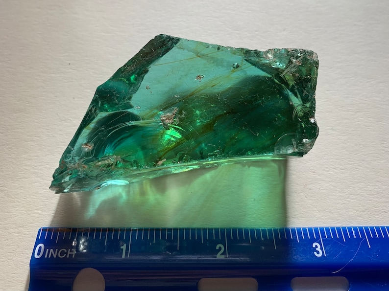 Beautiful Aquamarine Colored Cullet, Slag Glass Chunk With Amber ...