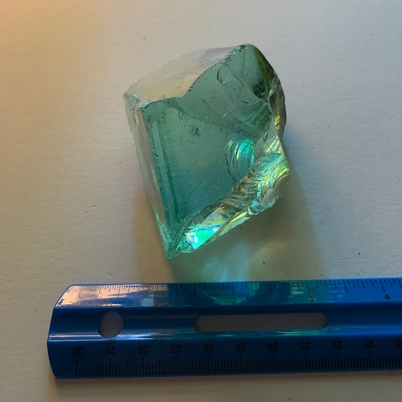 Beautiful Aquamarine Colored Cullet, Slag Glass Chunk With Amber ...