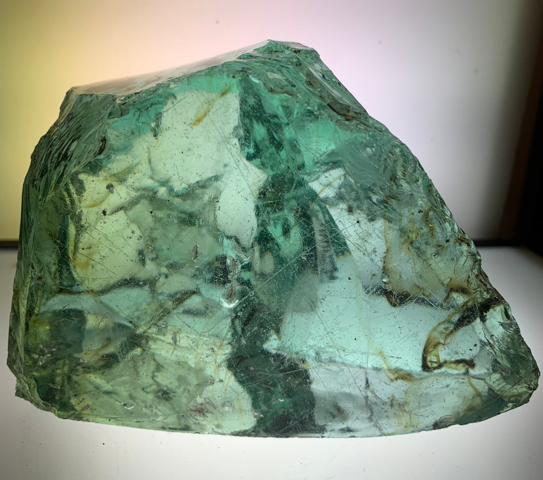 Large, Beautiful, Deep Blue-green Colored Cullet, Slag Glass Chunk With ...