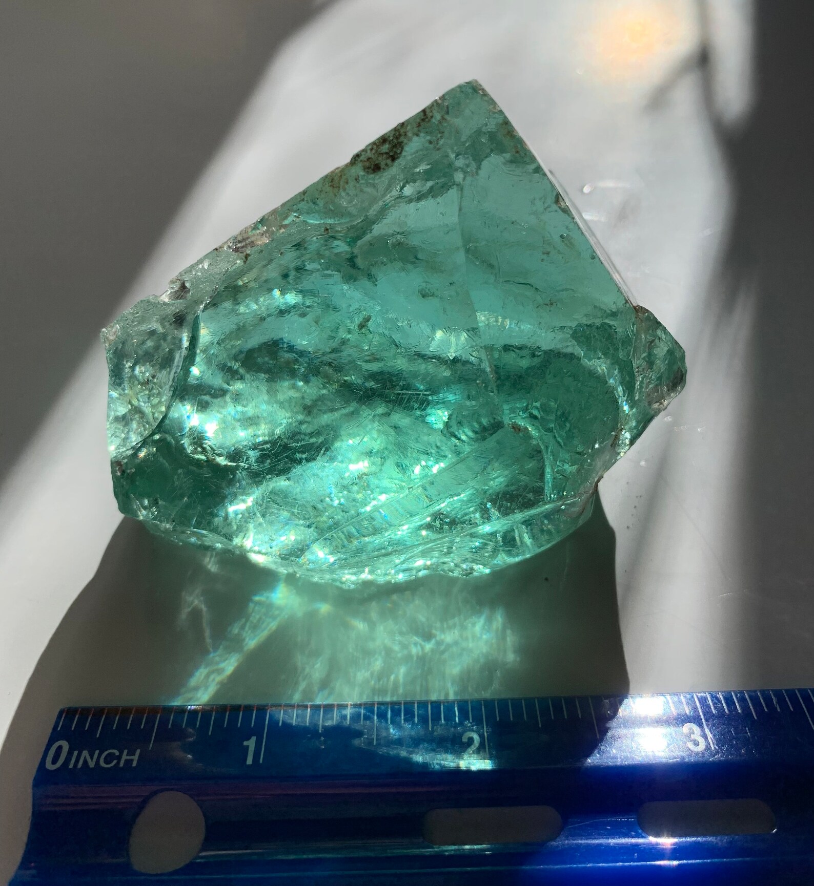 Beautiful Aquamarine Colored Cullet, Slag Glass Chunk With Inclusions ...