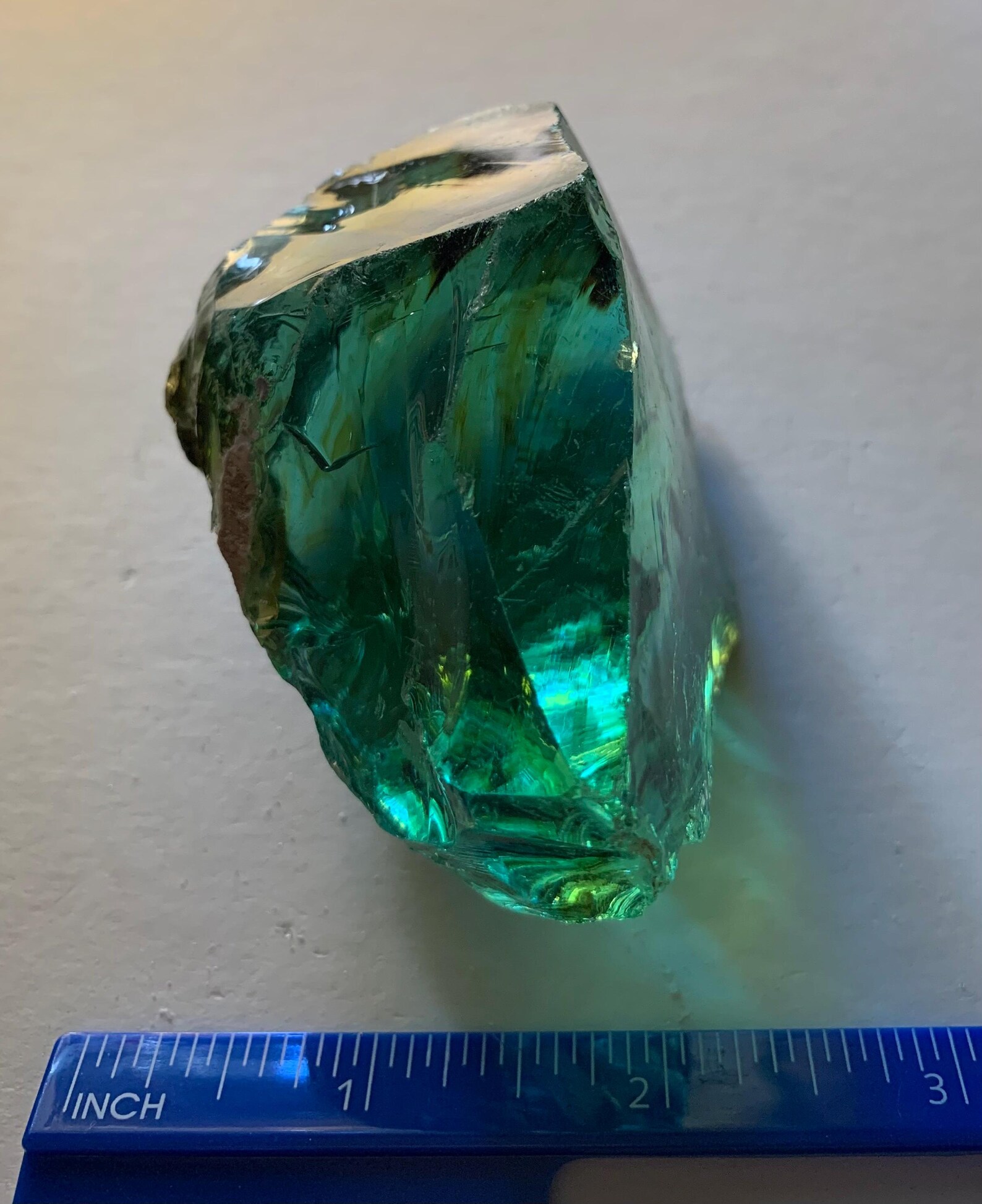Beautiful Aquamarine Colored Cullet, Slag Glass Chunk With Amber ...