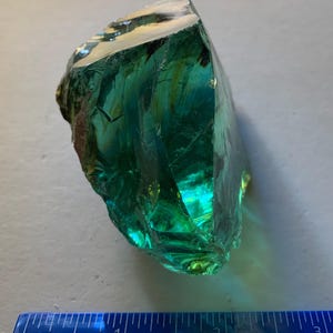 Beautiful Aquamarine Colored Cullet, Slag Glass Chunk With Amber ...