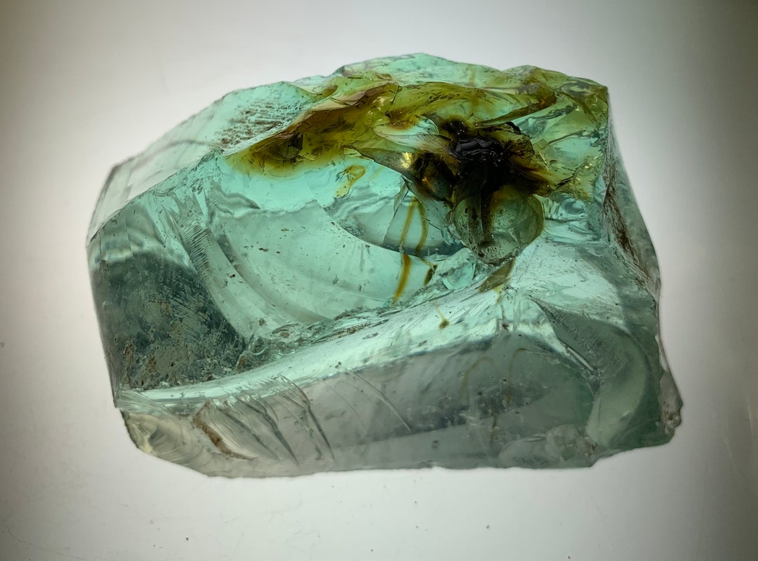 Beautiful Aqua Blue-green and Citrine Colored Cullet, Slag Glass Chunk ...