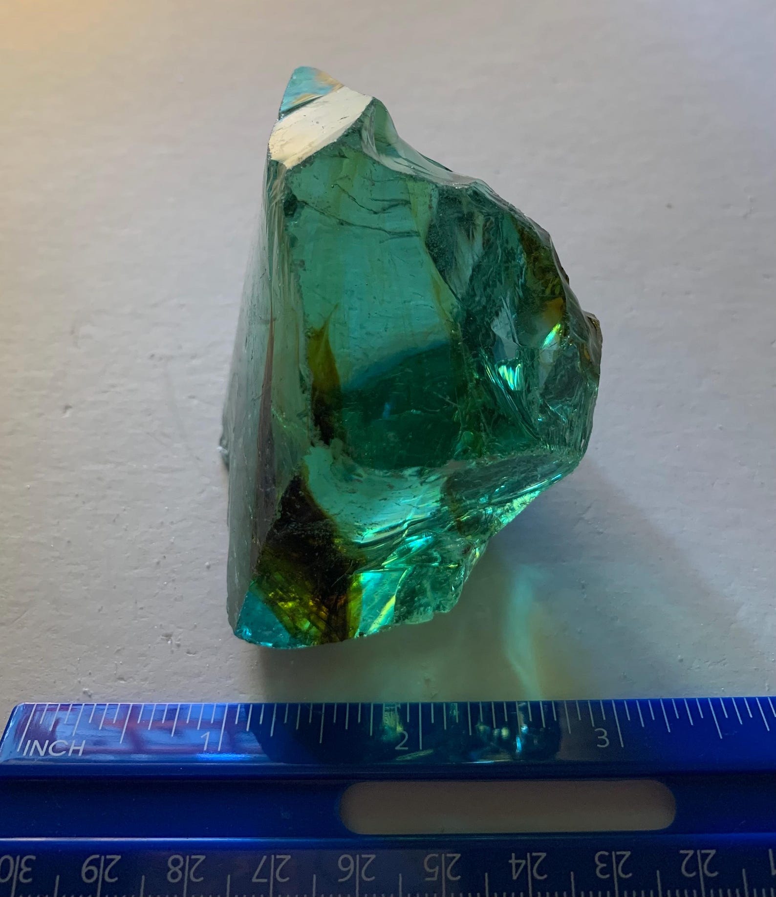 Beautiful Aquamarine Colored Cullet, Slag Glass Chunk With Amber ...