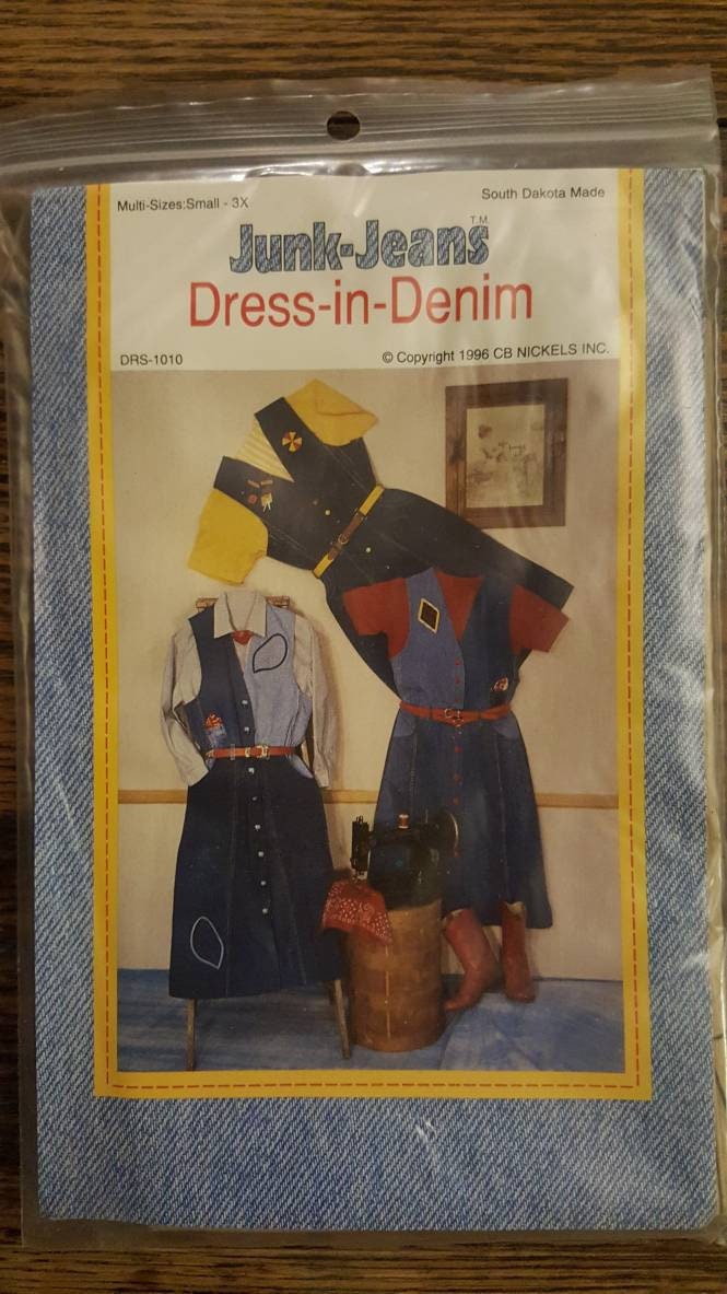 Vintage, Uncut Junk Jeans Dress in Denim Pattern Size S to XXXL - Etsy