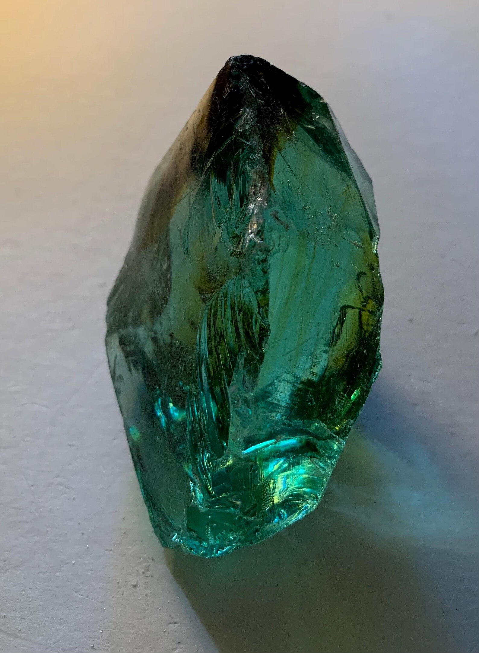 Beautiful Aquamarine Colored Cullet, Slag Glass Chunk With Amber ...