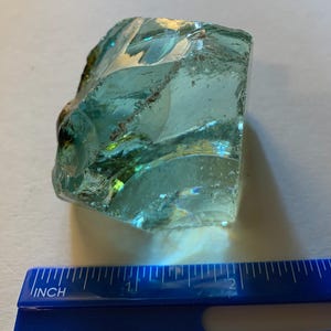 Beautiful Aquamarine Colored Cullet, Slag Glass Chunk With Amber ...
