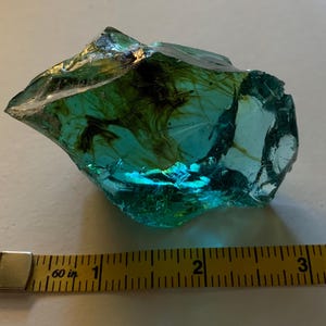 Beautiful Aquamarine Colored Cullet, Slag Glass Chunk With Amber ...