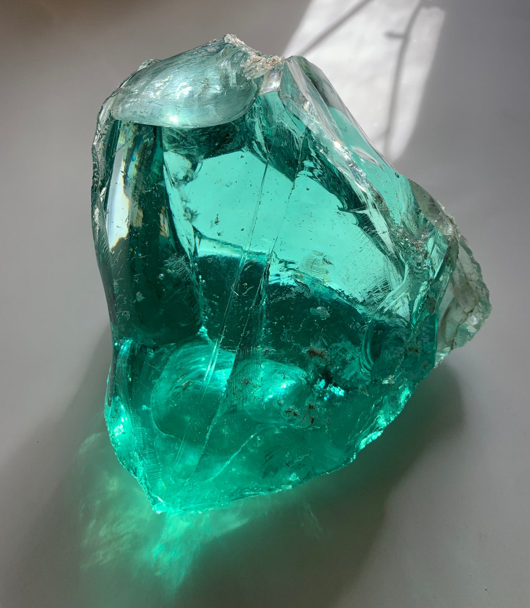 Beautiful Large Aquamarine Colored Cullet, Slag Glass Chunk With ...