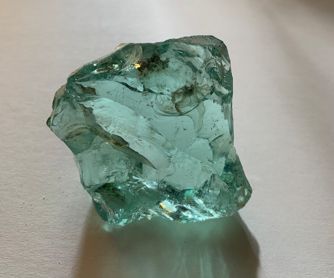 Beautiful Aquamarine Colored Cullet, Slag Glass Chunk With Amber ...