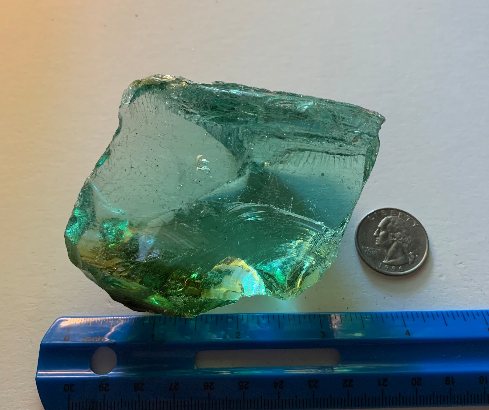 Beautiful Aquamarine Colored Cullet, Slag Glass Chunk With Amber ...