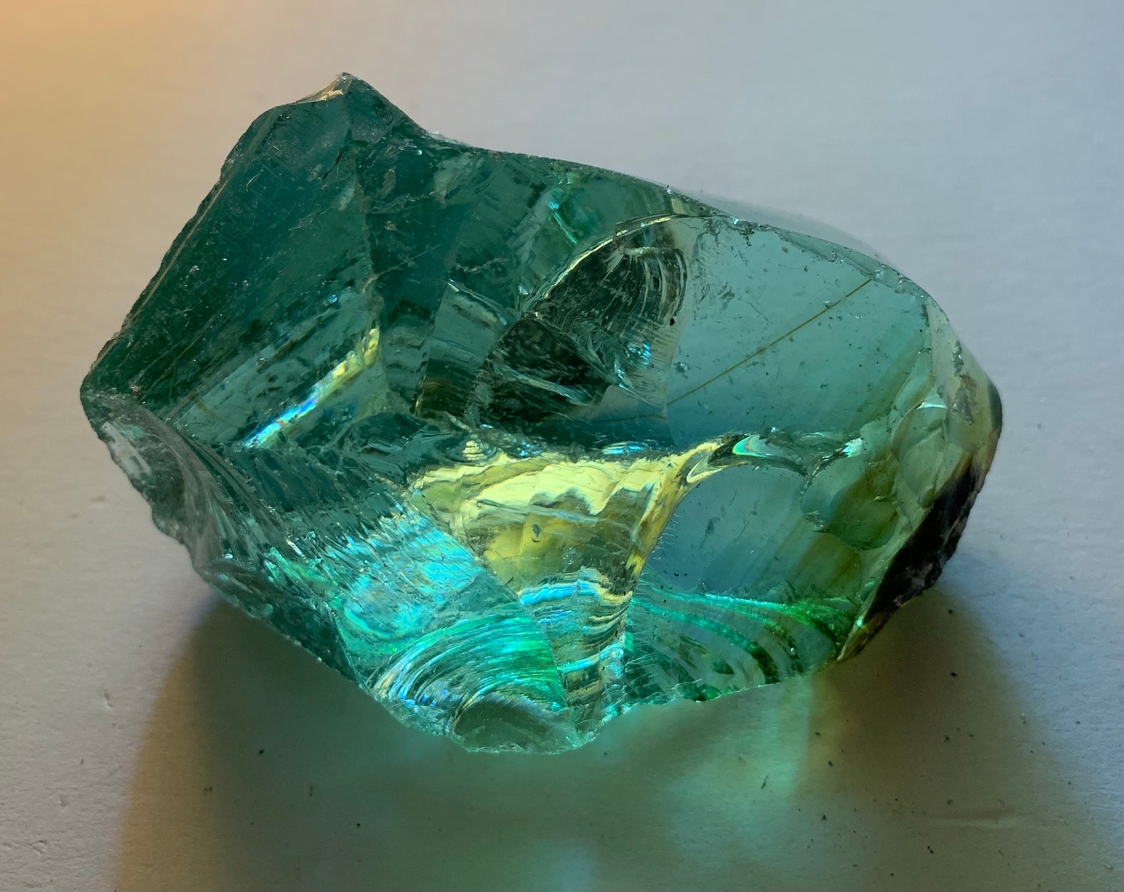 Beautiful Aquamarine Colored Cullet, Slag Glass Chunk With Amber ...