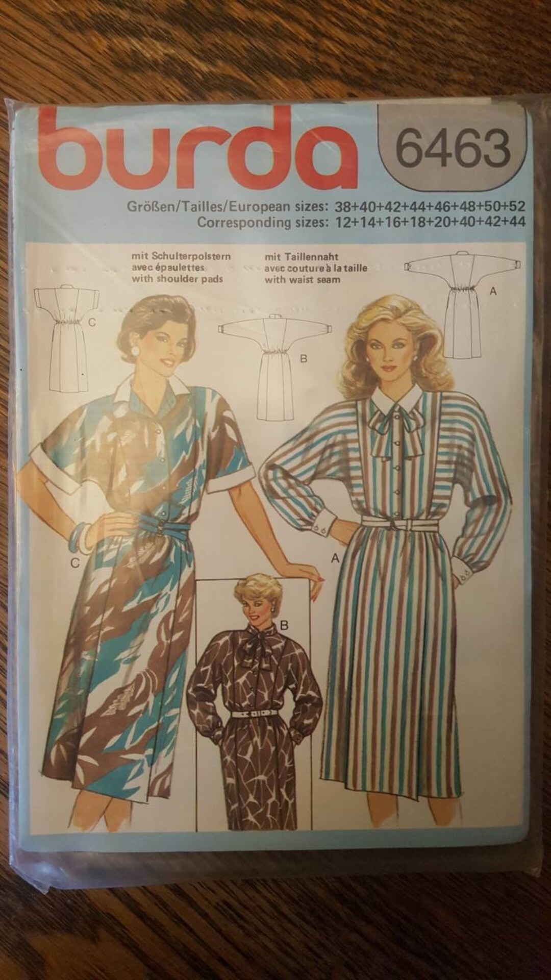 Vintage, Uncut Burda 6463 Misses' Dress Pattern Size 12 to 20 / 40 to ...