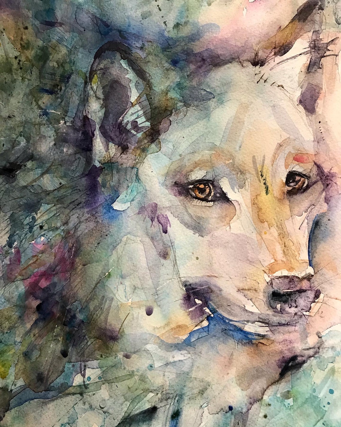 Wolf Painting Wall Art Print Abstract Watercolour - Etsy UK