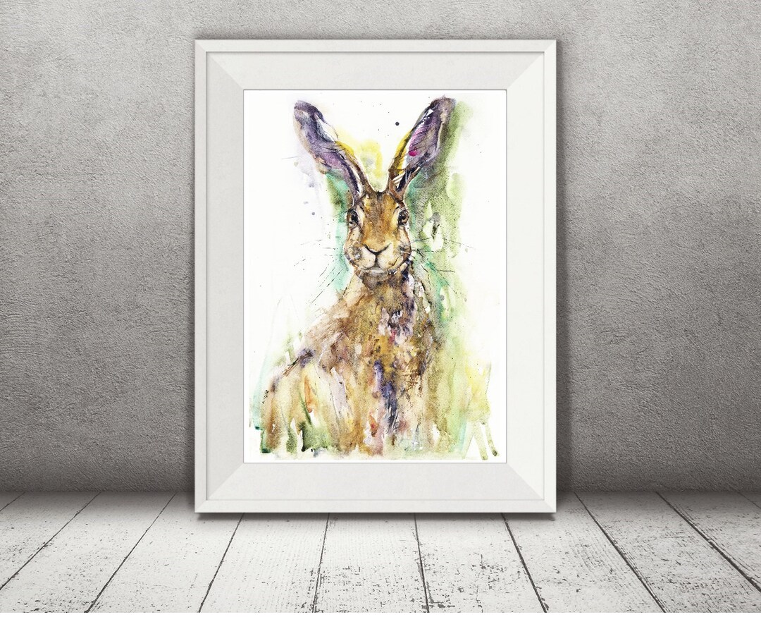 Watercolour Hare Wall Art Print Gift Animal Abstract Painting - Etsy
