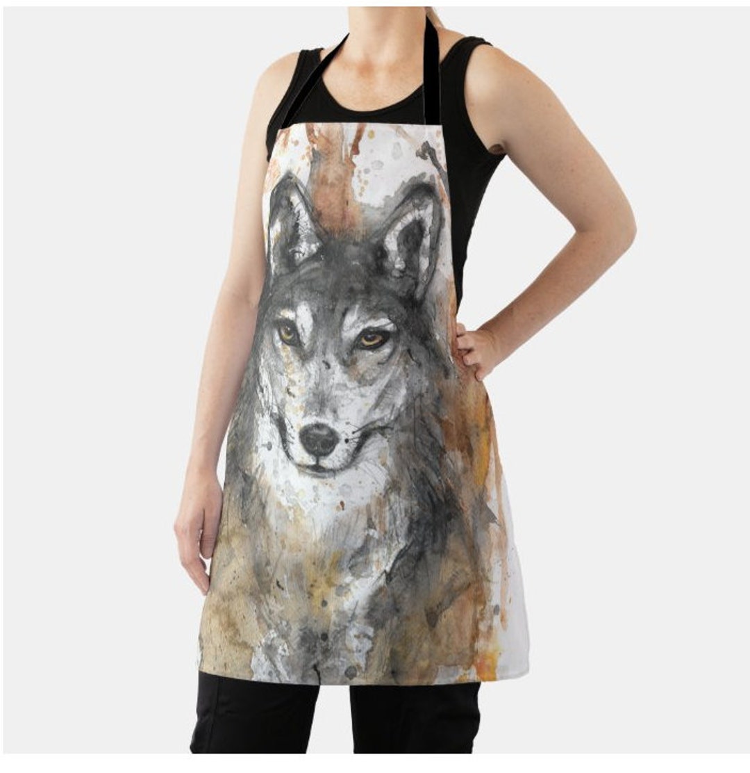 Sale Mens Wolf Apron With Pocket Cooking Home Gift for Him, Her - Etsy UK