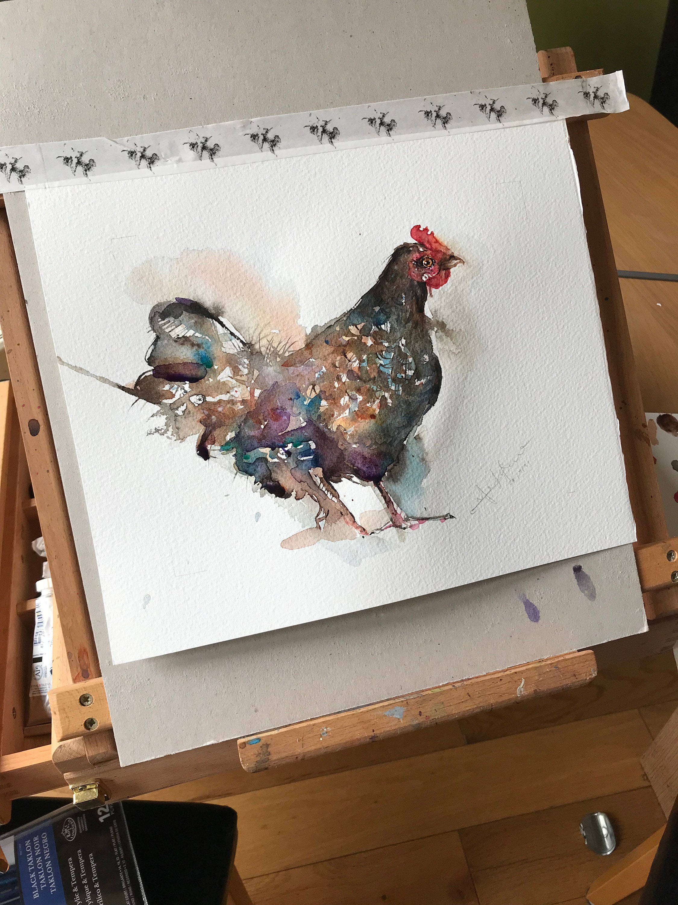 Watercolour Hen Chicken Wall Art Print Farm Animal gift | Etsy