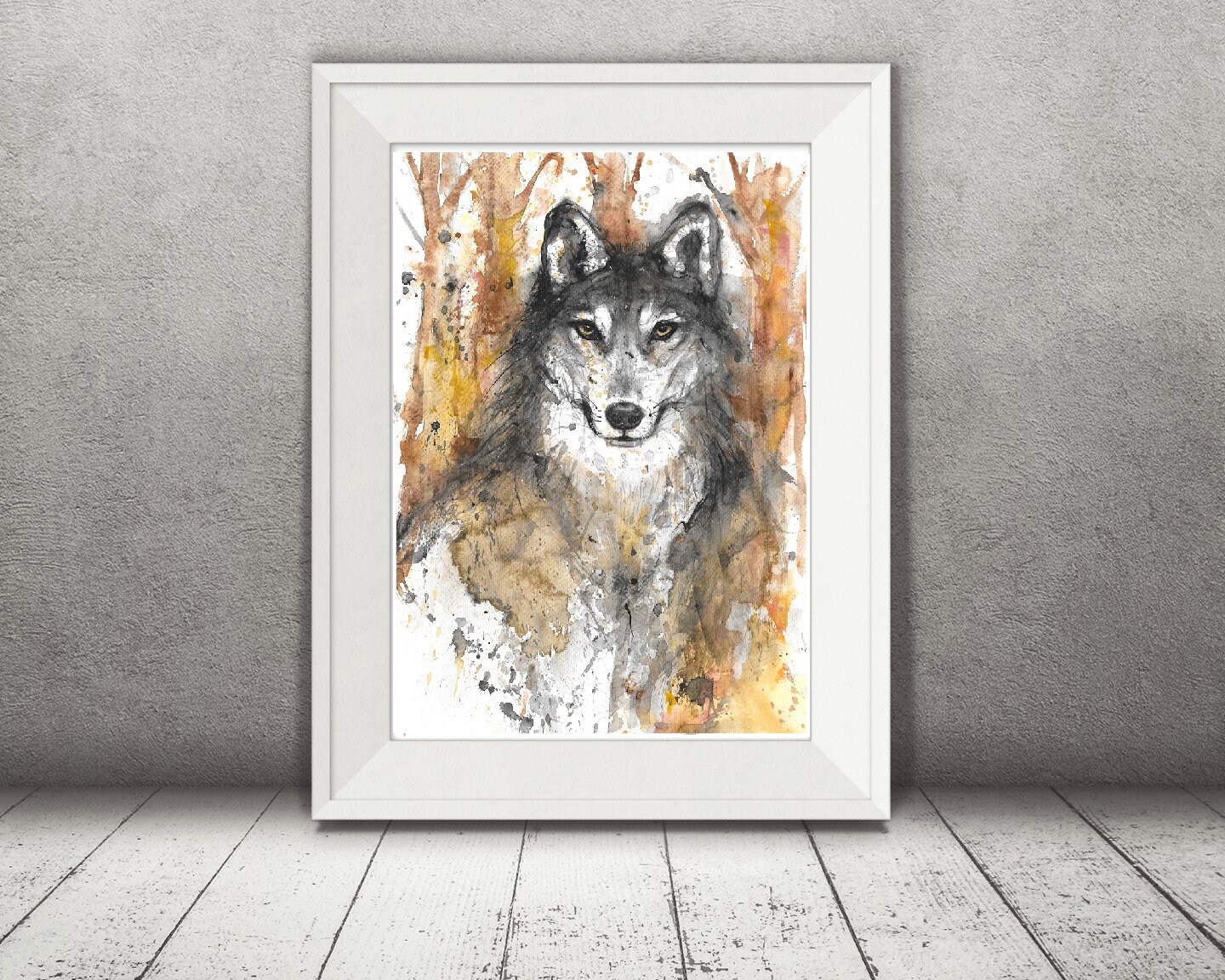 Wolf Picture Wall Art Print Woodlands Watercolour Whimsical | Etsy
