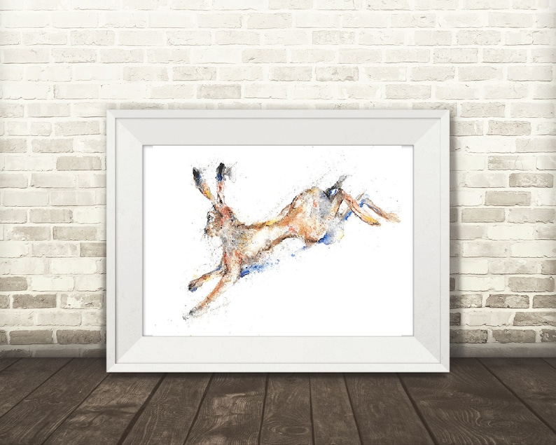 Leaping Hare Art Print Original Watercolour Hare Painting Wall - Etsy UK