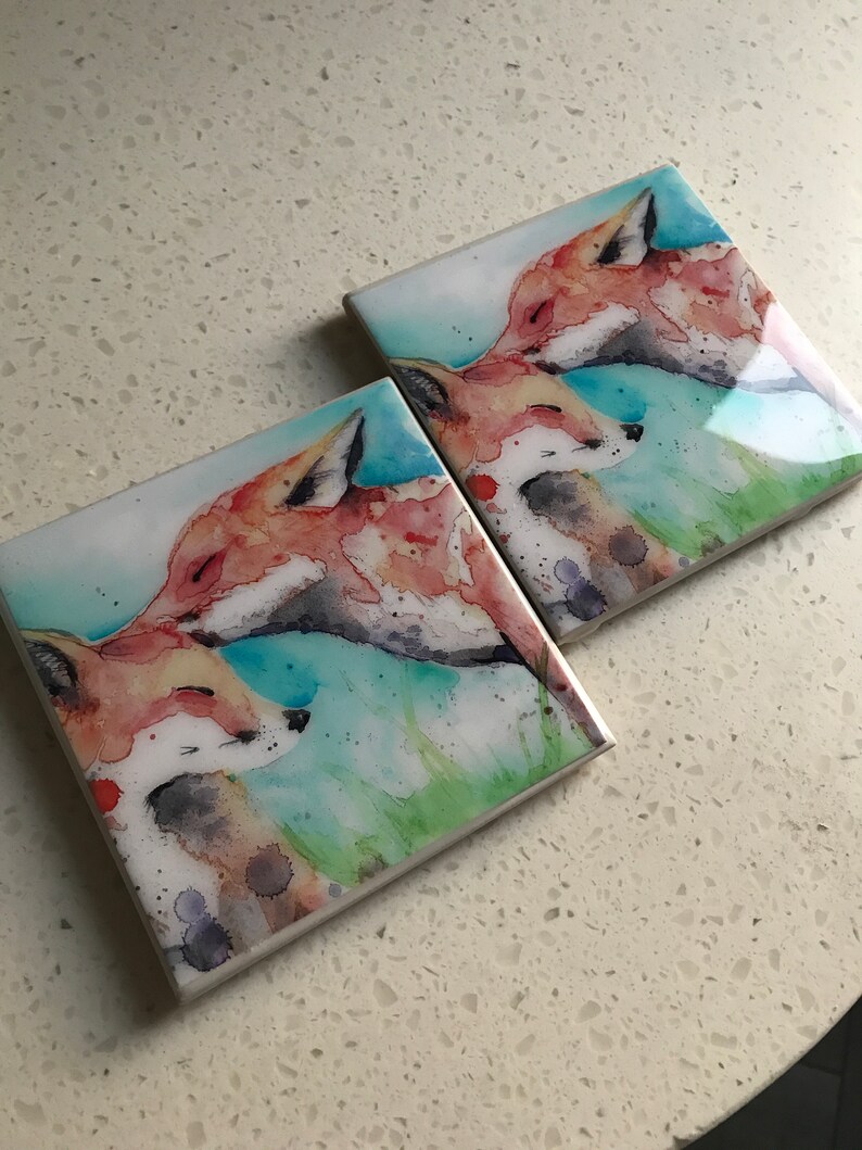 Mothers Day Fox Coaster Art Print Coaster Tile Gift for Her - Etsy UK