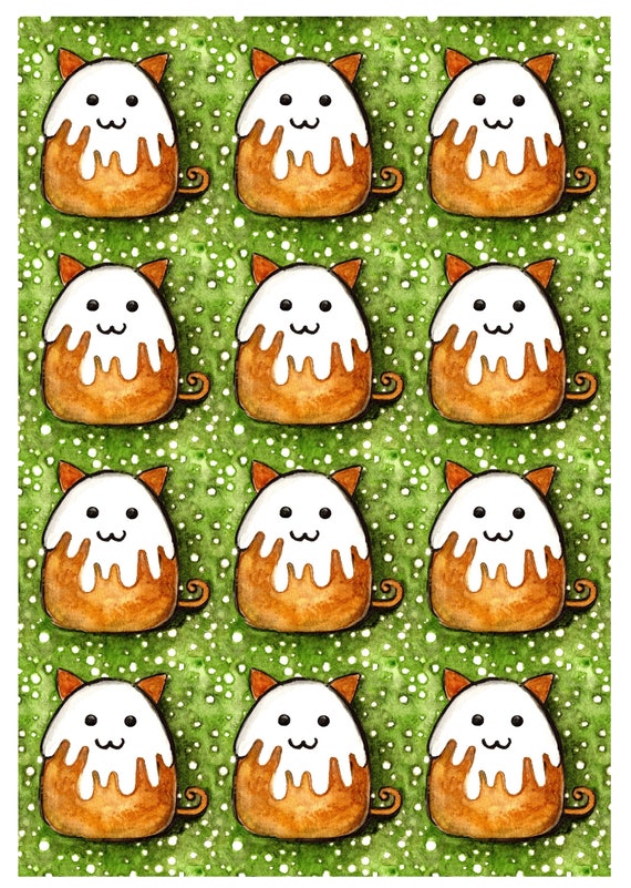 Funny Puddy Cat Christmas Art Cards Watercolour Picture by - Etsy UK