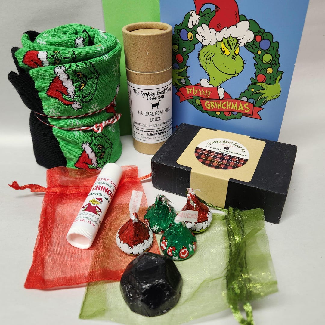 Christmas Holiday Grinch Self Care Spa Kit Charcoal & Aloe Soap Naughty ...