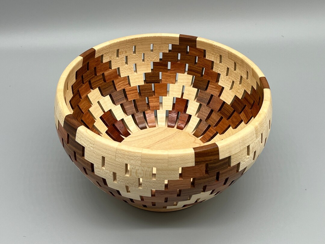 Open Segmented Bowl Maple, Rosewood and Bubinga in Five-petal Flower ...