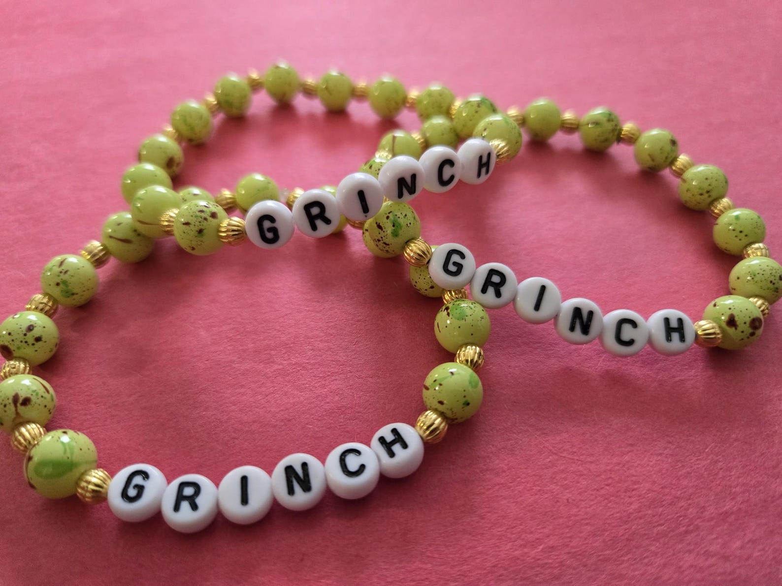 Custom Beaded "grinch" Bracelet - Personalized Holiday Jewelry | Bulk ...