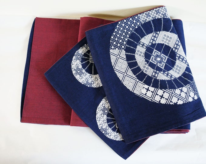Indigo Sashiko Embroidered Obi Belt for Kimono Wear, Vintage Cotton ...