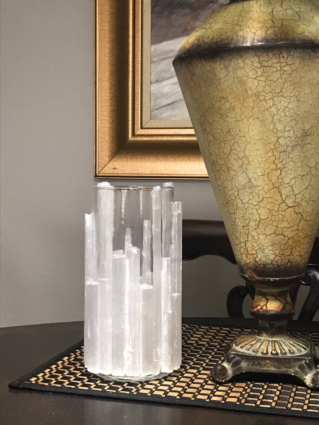 Selenite Crystal Glass Vase /candle Holders Three Piece Set Wedding ...