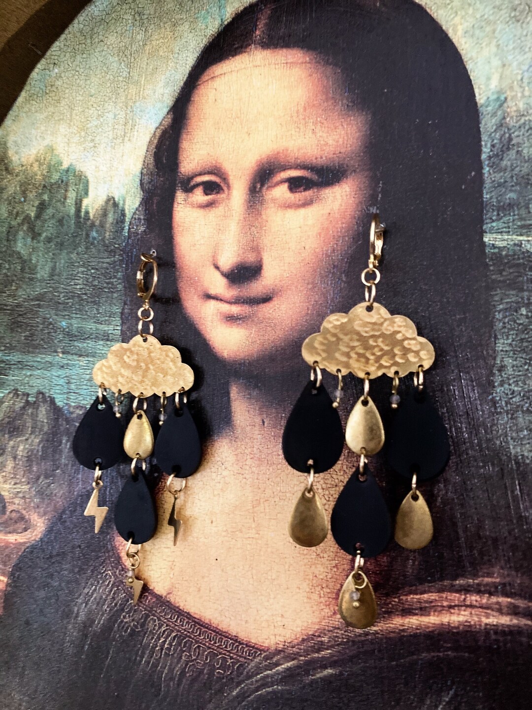Asymmetrical Rain Earrings, Mismatched in Recycled Inner Tube, Cloud ...