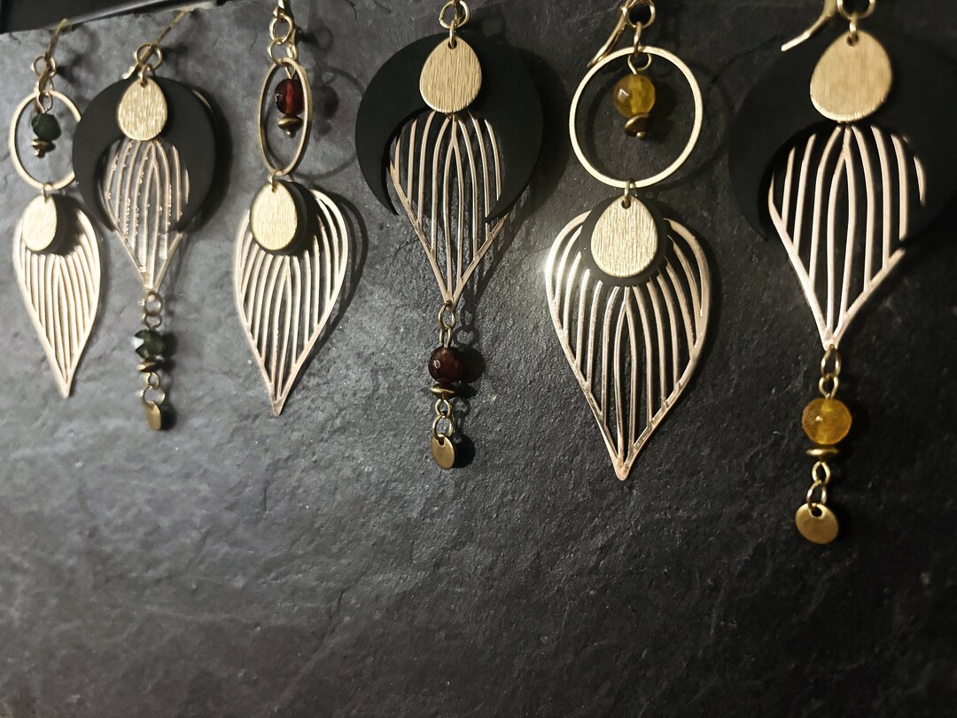 Lipa and Moon Asymmetrical Earrings in Recycled Inner Tube, Precious ...